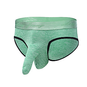 FYMNSI Mens Bulge Ball Pouch Underwear Sexy Boxer Briefs Underpants Bikini Shorts Trunks Thong Knickers Underpants Shorts Green XL