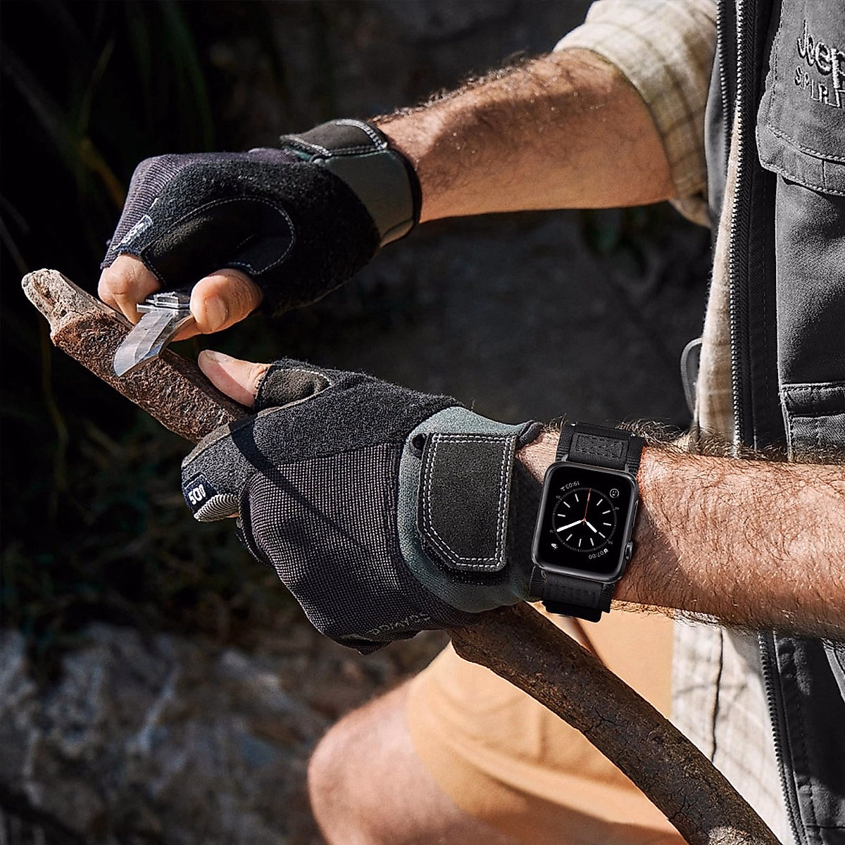 SUNFWR Compatible with Apple Watch Band 49mm 46mm 45mm 44mm 42mm, Rugged Velcro Straps for iWatch Ultra Series 10/9/8/7/6/5/4/3/2/1/SE, Tough Apple Watch Replacement Bands for Men Women