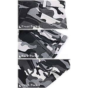 APTRO Men's Cargo Pants Camo Casual Work Military Tactical Pants Gray Camo 34