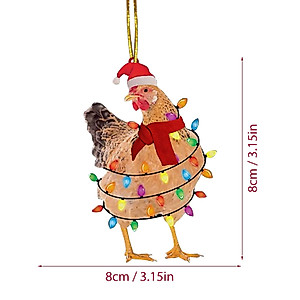 QAZIUY Christmas Wood Hanging Ornaments Funny Hanging Ornaments Clearance Christmas Chicken Acrylic Decorations 2024 Scarf Chicken Christmas Decorations Pendant