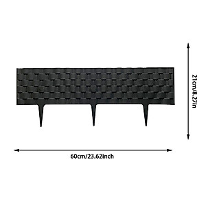Lawn Edge Garden Fence, 6021cm Decorative Garden Wedding Fencings, 2Pcs Black Rattan Effect Edging Fence, Detachable Lawn Edge Fencing for Yard Garden Patio Backyard Décor