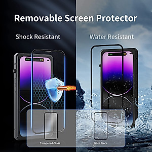DGYSG Luxury Carbon Fiber with Aluminum Case for iPhone 14 Pro Max 6.7", Military Shockproof Protective Armor Phone Cover with Screen Protector Full Body Heavy Duty Drop Protection for Men Black
