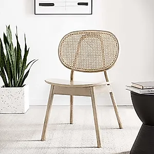 Modway Malina Wood Cane Rattan in Gray, Dining Side Chair