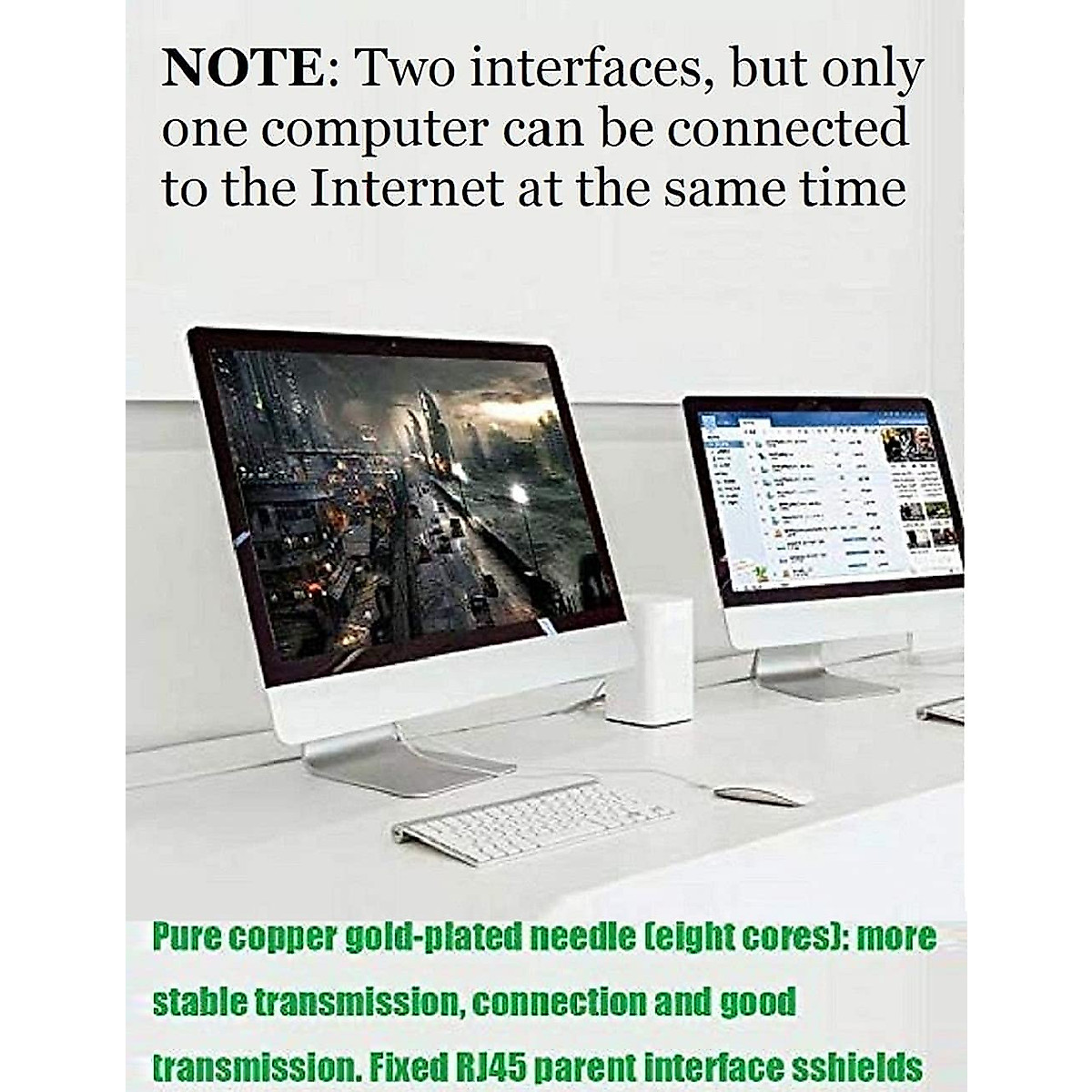 Ethernet Cable Splitter 1 Male to 2 Female High Speed Adapter, wikero Ethernet RJ45 Network Ethernet Splitter Adapter Cable Suitable Super Cat5, Cat5e, Cat6, Cat7 Connector LAN Internet Cable Adapter