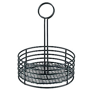 G.E.T. 4-31860 Black Round Stainless Steel Condiment Caddy Iron Teflon Coated Table Caddies Collection