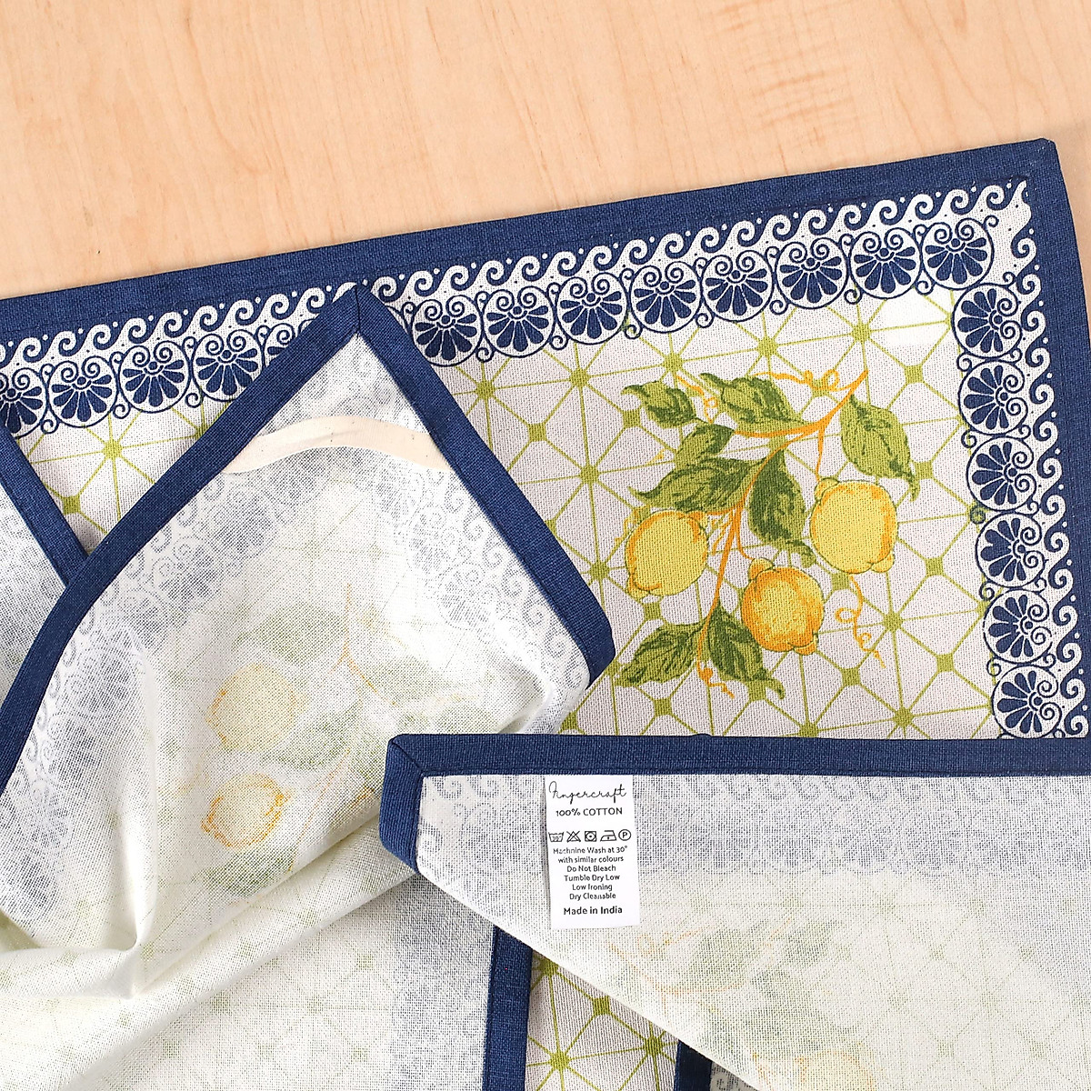 FINGERCRAFT Kitchen Dish Towels, 100% Natural Cotton, Set of 6 Multi-Purpose Kitchen Towels, Very Soft, Highly Absorbent, Tea Towels for Kitchen Décor 20X30 (Lemon Leaf)