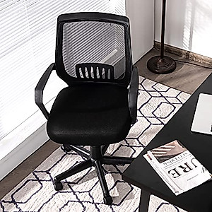 Giantex Mesh Office Chair, Mid Back Computer Desk Chair, Ergonomic Executive Chair, Lumbar Support Cushioned Seat, Rolling Swivel Armchair, Adjustable Height, Home Office Task Chair (1)