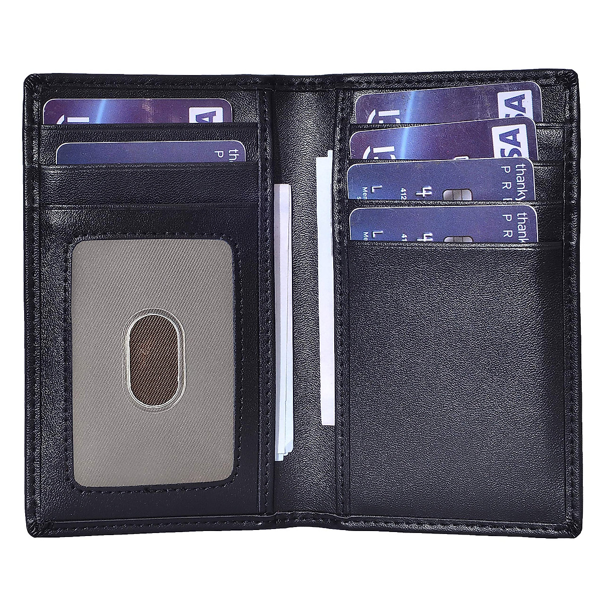 YUHAN PRETTY Slim Thin ID/Credit Card Holder Leather Bifold Front Pocket Wallet RFID Blocking (Black)