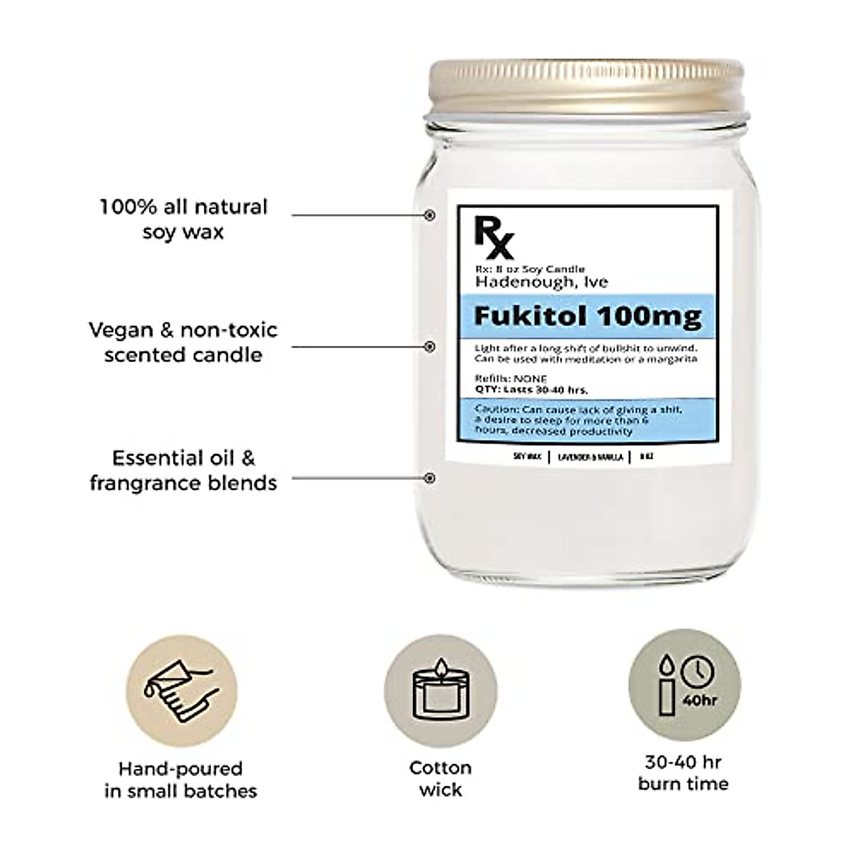 YouNique Designs Scented Candles - Funny Soy Candles for Home Scented Gifts for Women, Men, Him, Her, 8 oz, Boyfriend, Girlfriend, Coworker, Best Friends Birthday (Lavender & Vanilla)