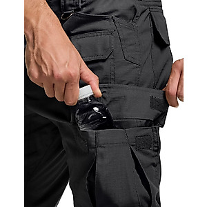 CQR Men's Tactical Pants, Water Resistant Ripstop Cargo Pants, Lightweight EDC Hiking Work Pants, Outdoor Apparel, Duratex Mag Pocket Black, 38W x 32L