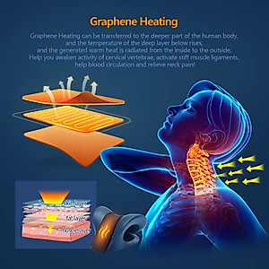 Neck Stretcher for Neck Pain Relief, Heated Cervical Traction Device Pillow with Graphene Heating Pad, Neck and Shoulder Relaxer for TMJ Pain Relief and Cervical Spine Alignment (Dark Blue)