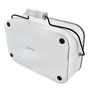 AuldHome Large Rustic Caddy; 4-Section White Enamelware Farmhouse Style Organizer with Handle