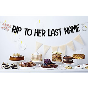 Rip To Her Last Name Banner,Rip Single Life Decor,Fun Bach Bride Or Die Wedding Engagement,Halloween Emo Bridal Shower Engagement Wedding Party Supplies Black