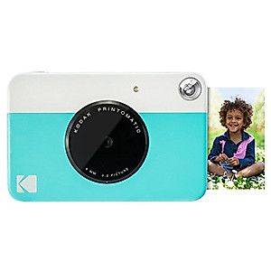 Kodak Printomatic Instant Camera Bundle (Blue) Zink Paper (20 Sheets) - Case - Photo Album - Hanging Frames.