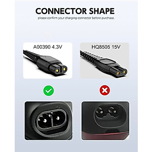 Replacement Power Cord Charger Adapter A00390 for Philips Norelco Mens Multigroom Trimmer MG5700 and OneBlade Shavers QP2510, QP2520, QP2620, QG3340