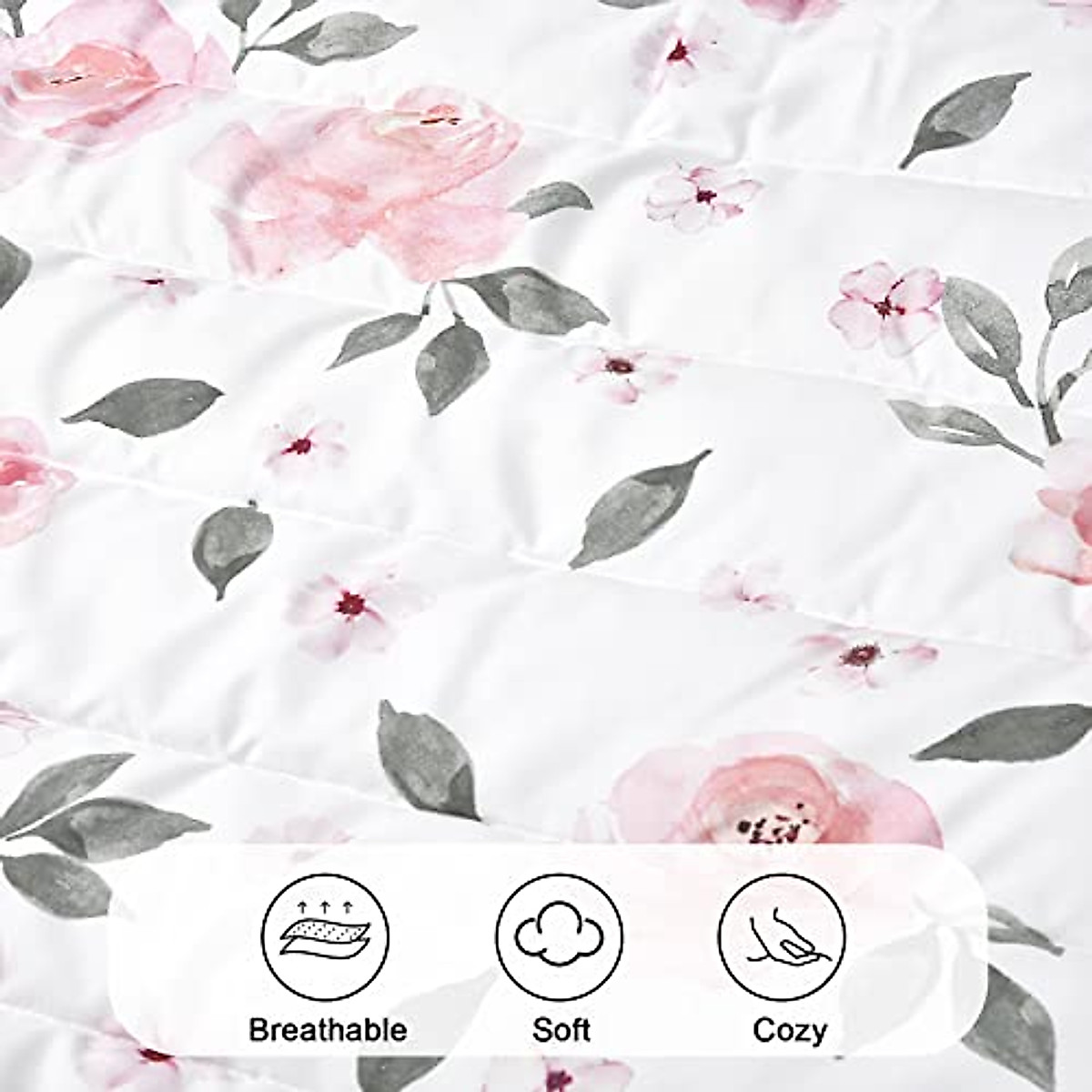 PHF Floral Toddler Nap Mat Set, with Removable Pillow for Toddler Girls, Soft and Lightweight for Daycare, Preschool, Travel, Kindergarten Sleeping Bag, Fits Ages 3-6 Years, Pink Floral