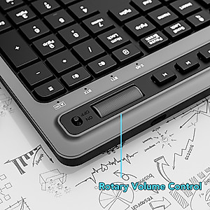 Wireless Keyboard and Mouse Combination, Silent Numeric Keypad and Adjustable DPI Mouse, Built-in Phone & Tablet Stand, Compatible with MacBook, Windows Computer, Black