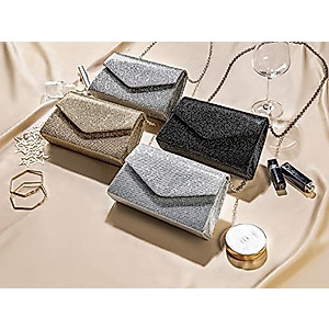 GEGELE Women's Sparkly Evening Bags Glitter Rhinestone Clutch Purse for Party Prom Wedding (Black)