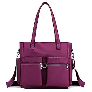 EDIWER Nylon Tote Bag for Women Multi-function Shoulder Handbag Waterproof Travel Crossbody Bag Large Capacity Work bag