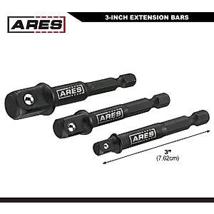 ARES 22022-3-Inch Impact Grade Socket Adapter Set - Turns Impact Drill Driver into High Speed Socket Driver - 1/4-Inch, 3/8-Inch, and 1/2-Inch Drive