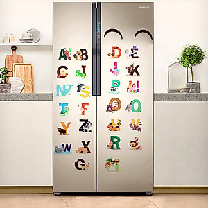 OOTSR 26 Alphabet Wall Decals, Removable Wall Decals Stickers Decor, Colourful Animal Alphabet ABC Wall Stickers for Nursery Bedroom Living Room décor