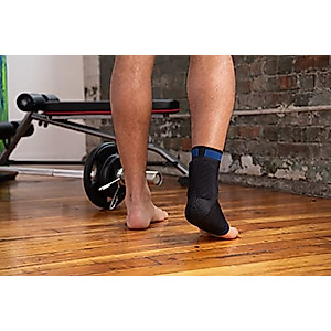 PRO-TEC ATHLETICS Achilles Sleeve with dual gel compression strips, Black/Blue, Large (3708)