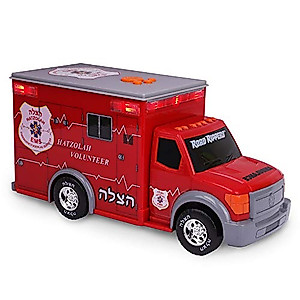 Playkidz Motorized Ambulance Toy Truck for Kids with Light & Siren, Heavy Duty Plastic Electric Rescue Vehicle Toy for Kids & Toddlers