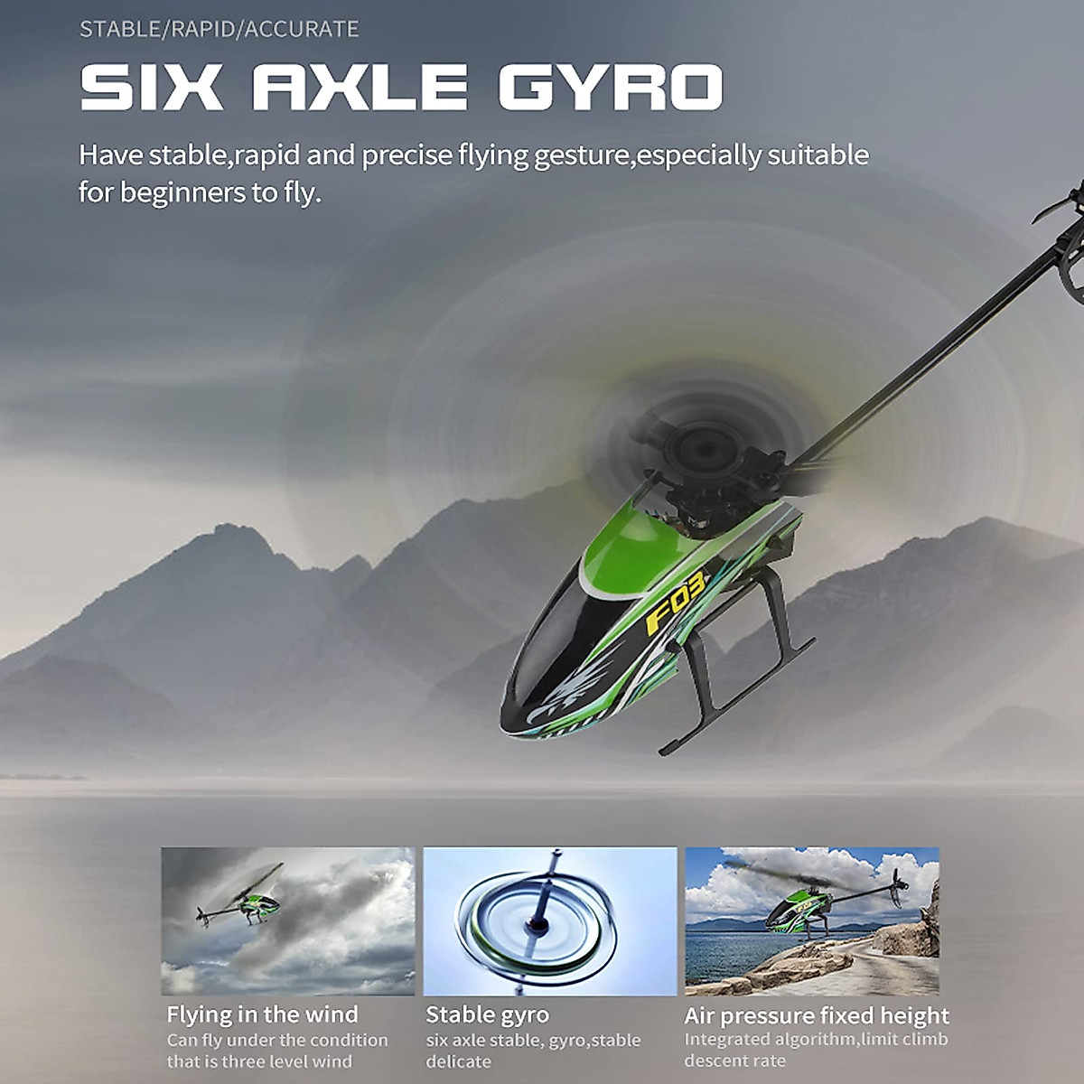GoolRC F03 RC Helicopter, 4CH 2.4GHz Remote Control Helicopter with 6-Axis Gyro, Altitude Hold, One Key Take Off/Landing, Easy to Fly for Kids, Adults and Beginners, Include 3 Batteries