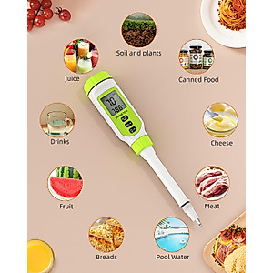 Tadeto Multifunctional Digital pH Meter for Food, High Precision Garden Soil pH Test Kit with LCD ℃/℉ Display for Plant/Solution, Water and Food pH Tester for Meat, Bread, Cheese,Water, Pool