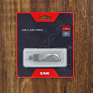 SSK 128GB USB C Flash Drive Dual Drive 2 in 1 OTG USB A 3.2 + Type C Memory Stick Thumb Drive, Thunderbolt Pendrive up to 200MB/s Transfer Speed Photo Stick for Android Phones/Tablets/Mac/Laptop