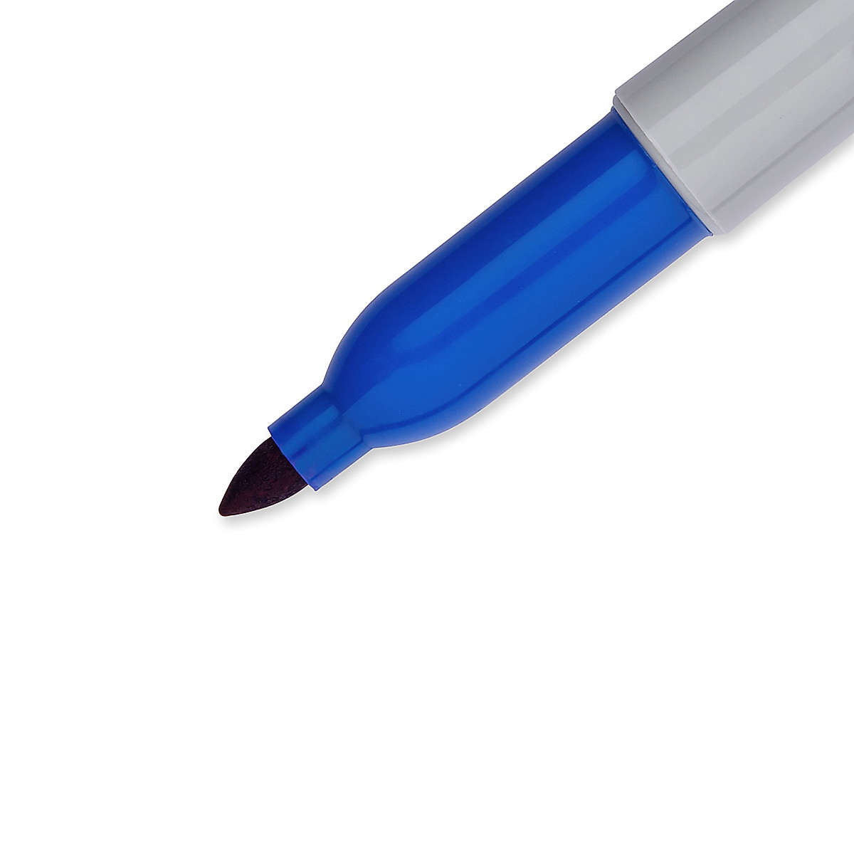 Fine Point Permanent Marker, BLUE, Durable Ink is Fade-Resistant and Water-Resistant - BLUE - 12 Pens Per Box - 1 Box