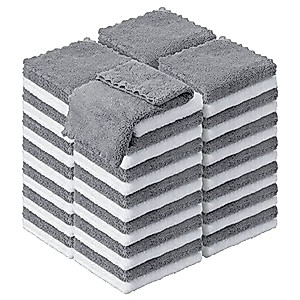 50 Pcs 12 x 12 Inches Hand Towels Quick Drying Microfiber Coral Velvet Highly Absorbent Towels Washcloths Soft Absorbent Face Towel Coral Fleece Wash Cloths for Hotel Bath Bathroom Baby Spa Gray White