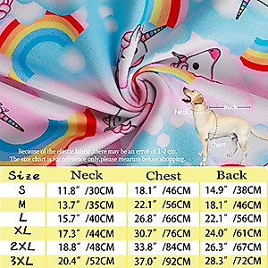 PriPre Dogs Surgery Recovery Suit Unicorn Printed Long Sleeve Shirts Soft Pajamas Onesie Jumpsuit Prevent Licking Dogs Shedding Suit for Large Dogs(Pink,2XL)