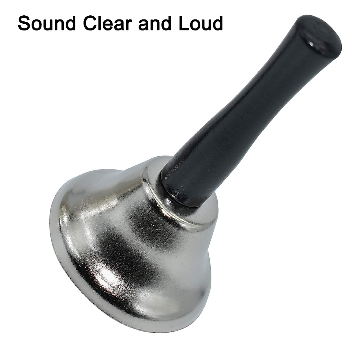 Maydahui 2PCS Dinner Hand Bell Silver Steel Loud Call Christmas Jingle Bells for Wedding Events Decoration Alarm Inside Classroom Food Line Jingles Ringing