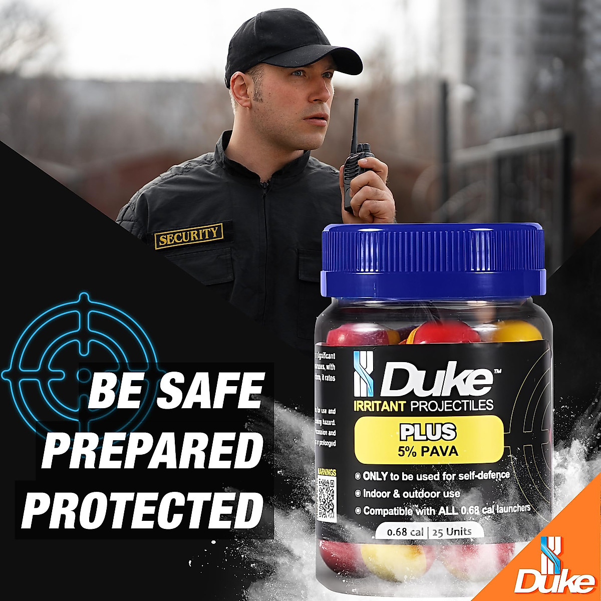 Duke Plus 68 Caliber Self Defense Balls - Non Lethal 68 Cal Ammo, Pepper Spray Paintballs, Pepper Spray Ammo, Defense Spray Projectile, Pepperspray Rounds, Pepper Gas Spray Rounds - 25 Count - 5% PAVA