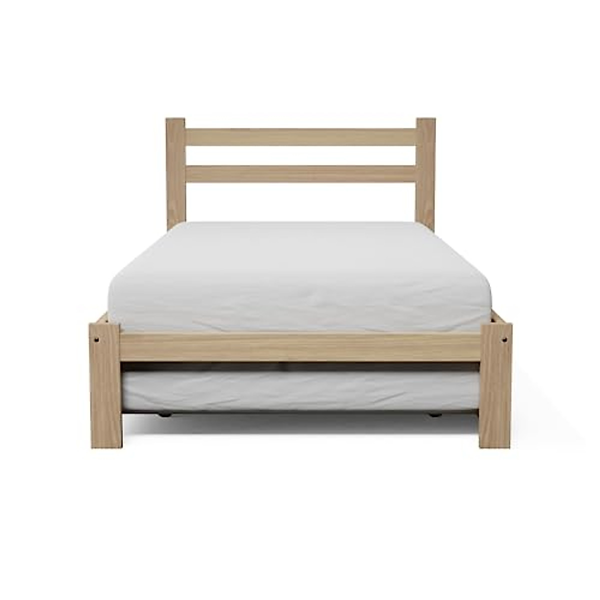 Twin Trundle Bed Wooden Bed Solid Pine Wood with Slats Support Unfinished Single Wooden Bed Frame Suitable for Bedroom and Wheeled Trundle Bed