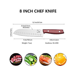 Hinye Chef Knife Ultra Sharp Santoku Knife Japanese Chefs Knife, Kitchen Knife Gadgets Birthday Gifts for Women Men Dad with High-End Gift Box (Ruby Red)