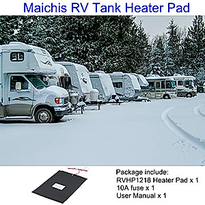 Maichis 12V RV Tank Heater Pad 12" x 18", RV Water Tank Heating Pad with Automatic Thermostat, use for RV Fresh Water | Grey Water | Black Water Tank, Battery Warmer Pad, 12Volts DC
