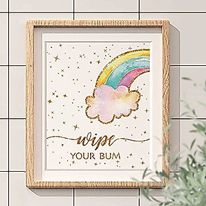 Unicorn Bathroom Decor, Funny Unicorn Themed Bathroom Inspirational Quotes Art Print Humorous Quotes Painting, Toilet Rules Art Picture for Kids Nursery Washroom Bathroom Decor, Set of 4 (8”X10”), Unframed
