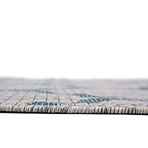 Unique Loom Outdoor Trellis Collection Area Rug (7' 1" x 10' Rectangle, Gray/ Ivory)
