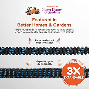 Flexi Hose with 8 Function Nozzle Expandable Garden Hose, Lightweight & No-Kink Flexible Garden Hose, 3/4 inch Solid Brass Fittings and Double Latex Core, 50 ft Blue Black