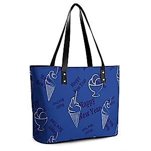 Womens Handbag Ice Cream Pattern Leather Tote Bag Top Handle Satchel Bags For Lady