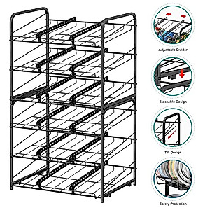 Vrisa Stackable Can Rack Organizer 2 Pack Can Dispenser for Food Storage Can Organizer for Kitchen Pantry Cabinet Hold up to 72 Cans Black