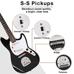 Ktaxon 39 Inch Full Size Electric Guitar 6 String Electric Guitar Kit with Portable Electric Guitar Bag, Adjustable Strap, Connecting Wire, Spanner Tool, Plectrum and Tremolo Bar(Black)