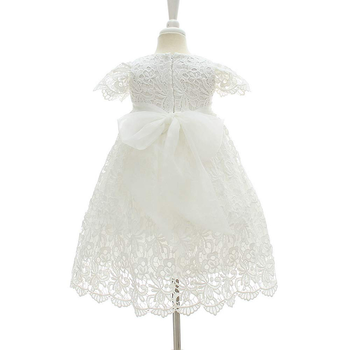 Silver Mermaid Baby Girls Baptism Dress Lace Christening Gown for Infant and Toddler(24M,Ivory White)