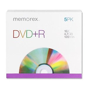 DVD+R, 16X, 4.7GB, Branded w/ Slim Jewel Cases, 5 per Pack [Set of 2]