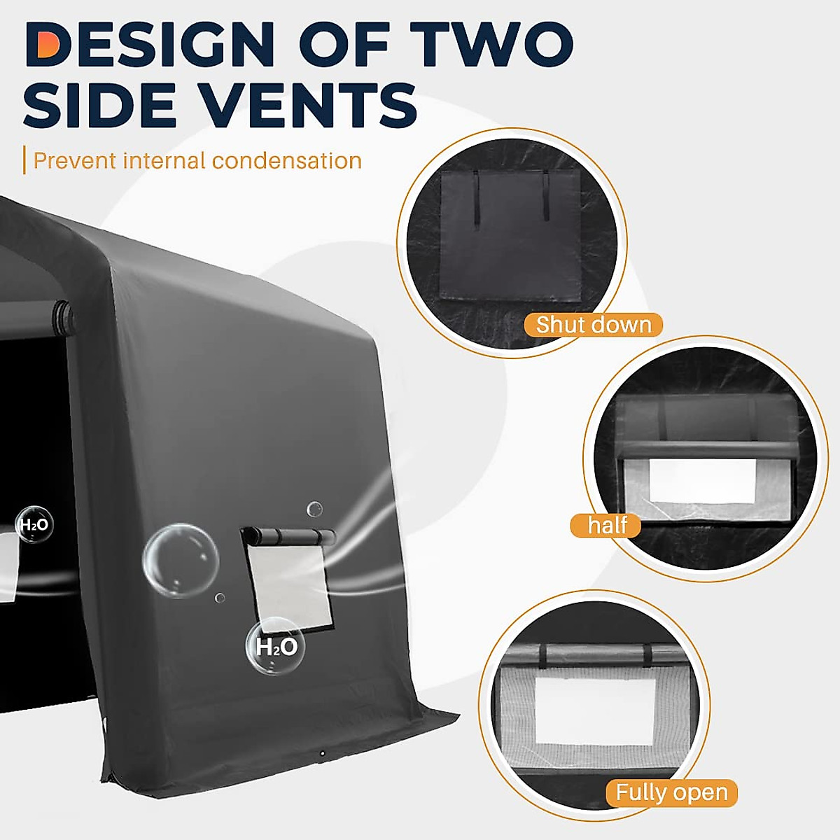 PEAKTOP OUTDOOR 6x8 ft Heavy Duty Anti-Snow Storage shelter, Waterproof Portable Storage Shed with Front and Rear Roll-Up Zipper Entry Doors and 2 Roll-Up Side Windows, Gray