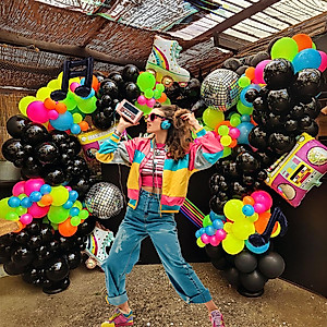 80s 90s Party Decorations 70s Retro Balloon Kit With Disco Ball Radio Skate Balloons For Freaknik Party Decor Disco Dj Music Throwback Birthdays, Proms, Back To The Future,Decades Dance themed Parties