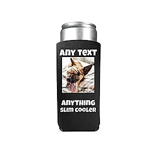 Custom Slim Can cooler 12oz WYCO Products customizable can insulation (Black)