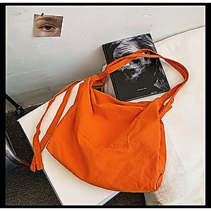 HUALEENA Women's Large Capacity Canvas Bag Crossbody Bag Casual Hobo Bag Shoulder Bag Shopping Bag Unisex (Black)